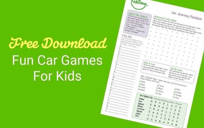 Download Our FREE Car Games for Kids Sheet