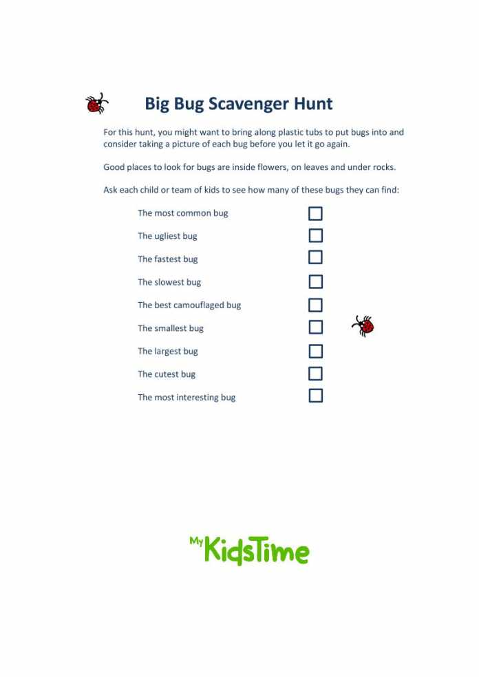 Free Download: Big Bug Scavenger Hunt for Kids
