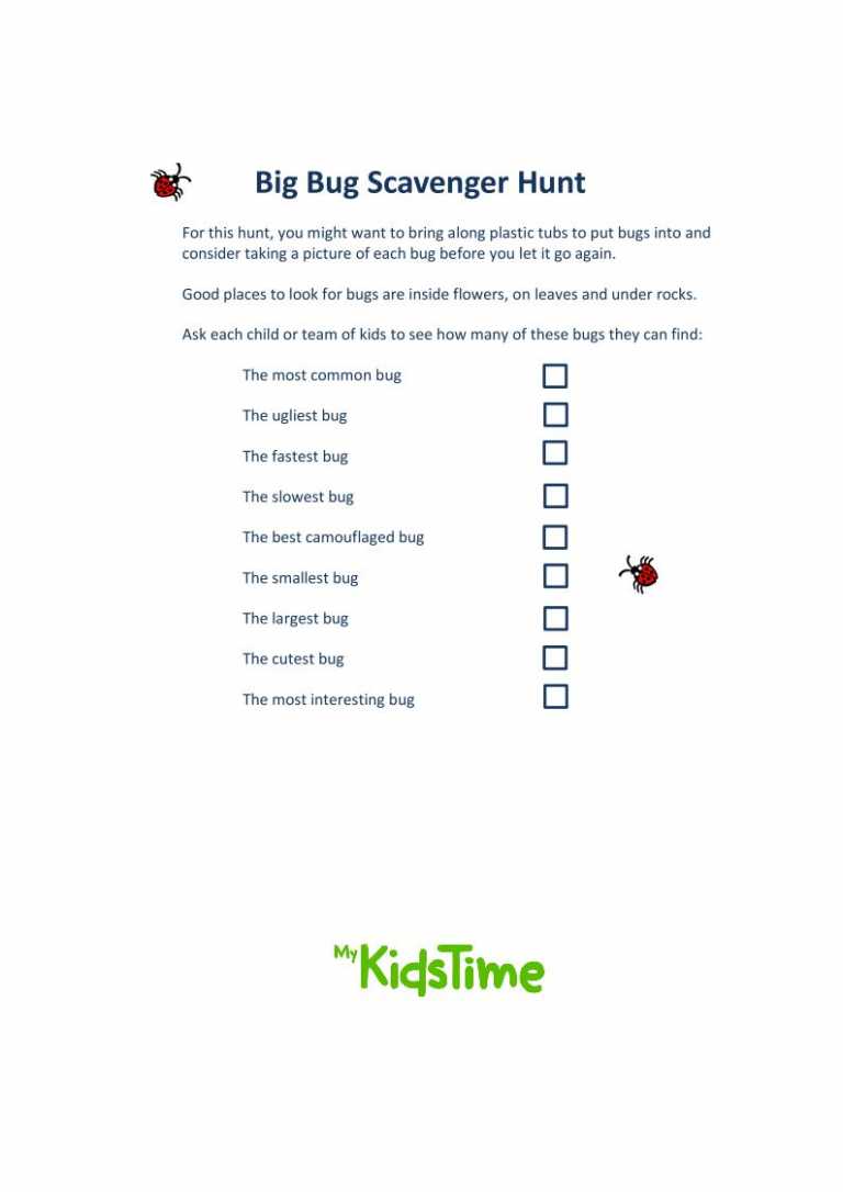 Free Download: Big Bug Scavenger Hunt for Kids