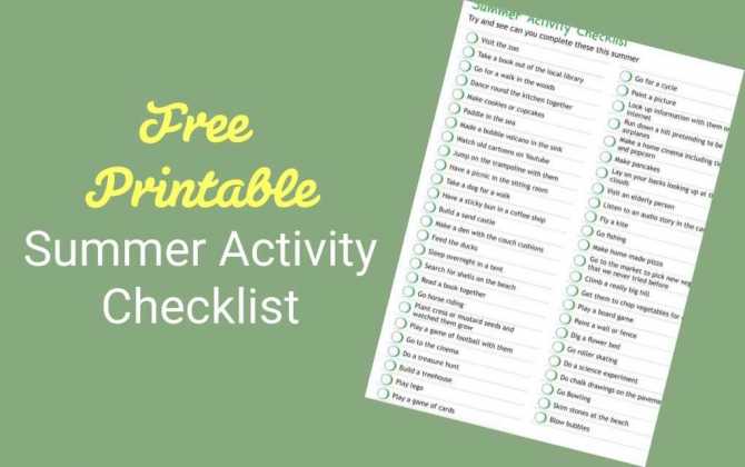 Download Your FREE Summer Activities for Kids Checklist
