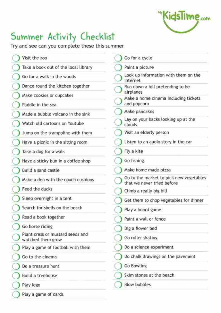 Download Your FREE Summer Activities for Kids Checklist