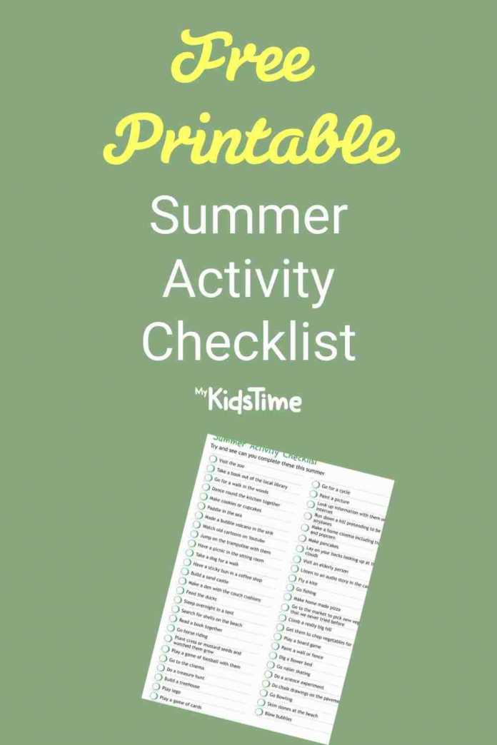 Download Your FREE Summer Activities for Kids Checklist