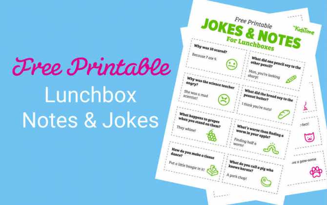 Download 28 FREE Printable Lunchbox Notes and Jokes