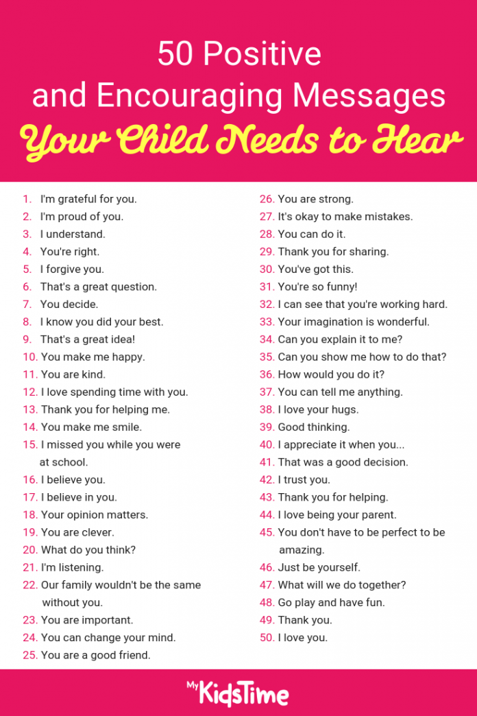 50 Positive and Encouraging Messages Your Child Needs to Hear