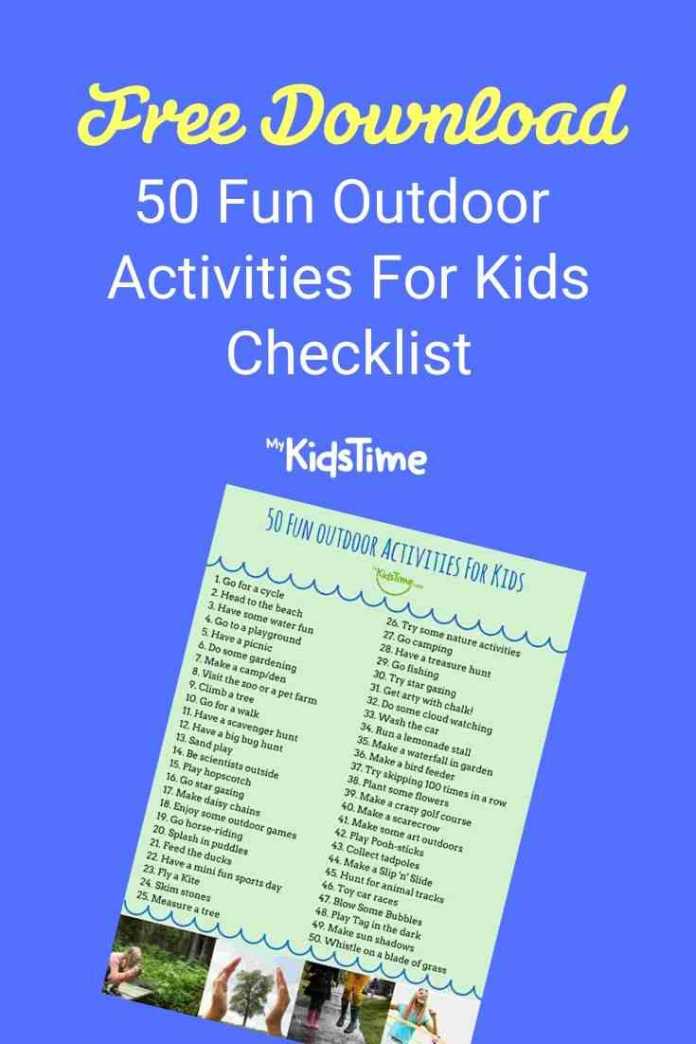 50 Fun Outdoor Activities For Kids Checklist