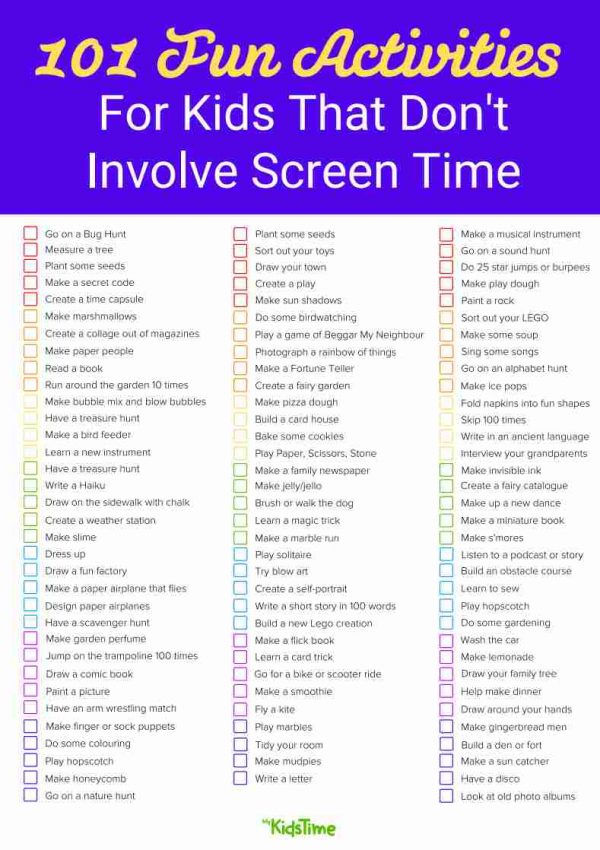 101 Fun Activities for Kids that Don't Involve Screen Time
