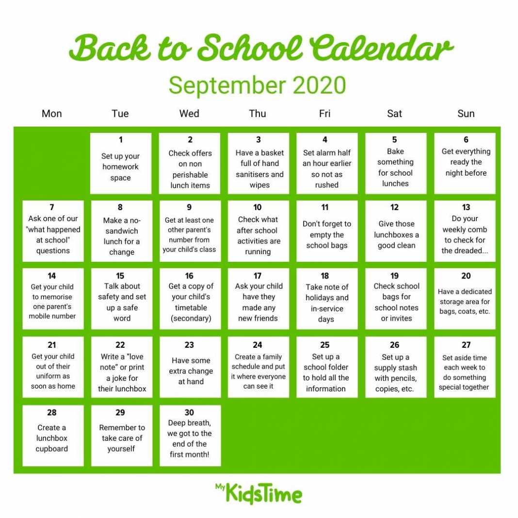 Grab Your Daily Tip on Our September Back to School Calendar