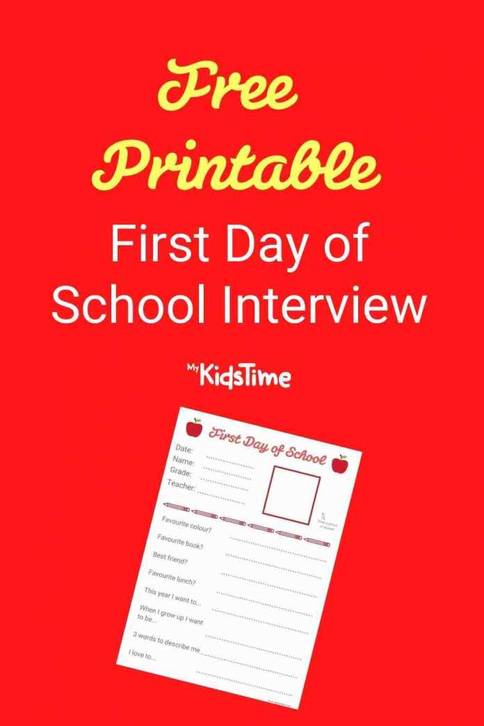 FREE First Day of School Interview Download