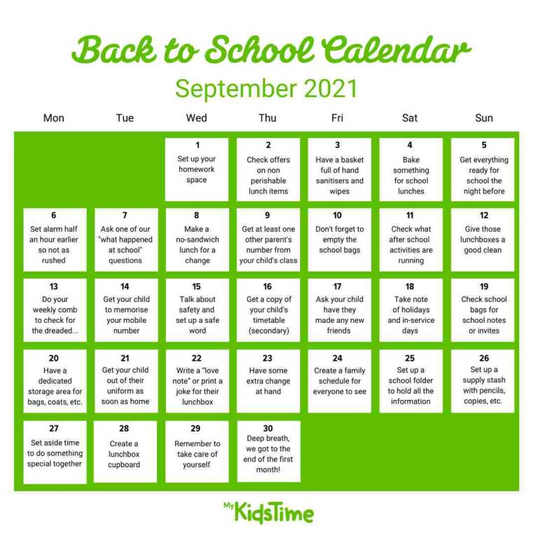 Grab Your Daily Tip on Our September Back to School Calendar