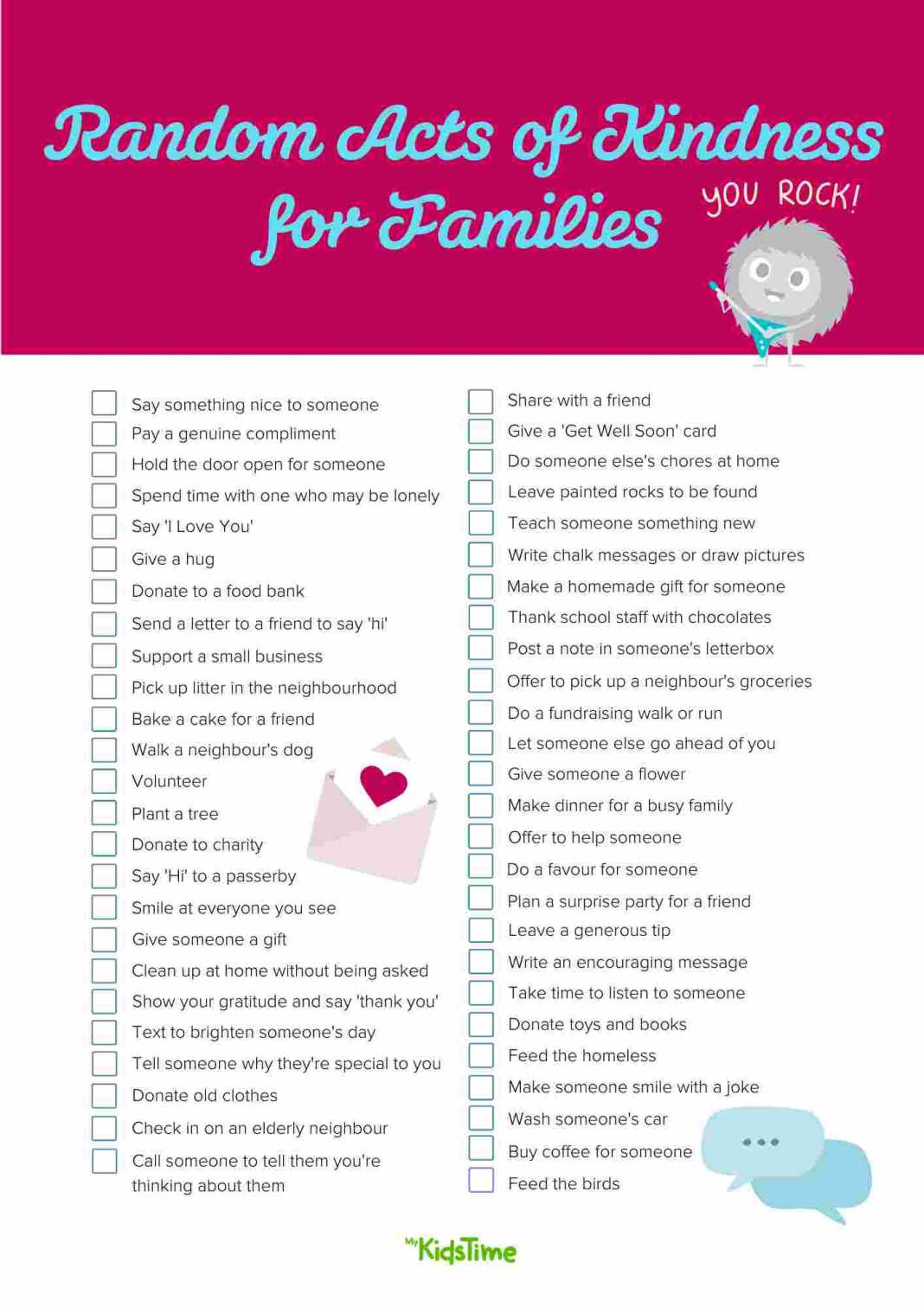 50+ Random Acts of Kindness for Families to Do Together
