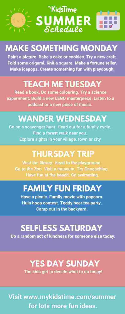 Enjoy Our Free Summer Schedule with 30 Fun Ideas to Amuse the Kids