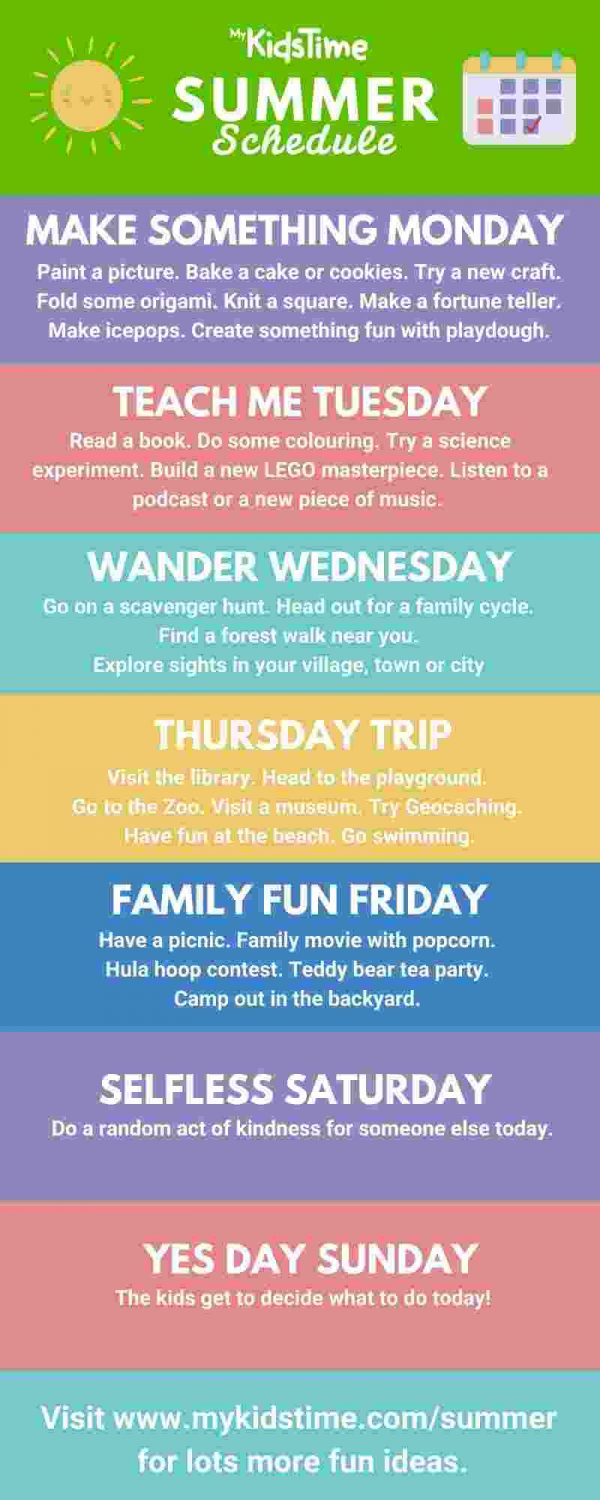 Enjoy Our Free Summer Schedule with 30 Fun Ideas to Amuse the Kids